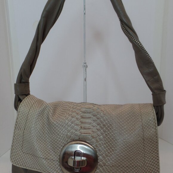 Vince Camuto | Bags | Vince Camuto Gray Leather Animal Print Design Big ...